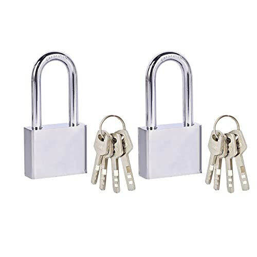 2 Pcs Padlock Keys Weatherproof Long Handle Padlock Durable Stainless ...