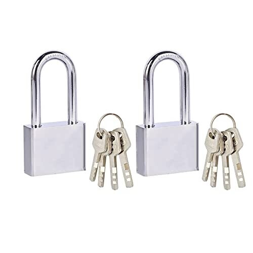 2 Pcs Padlock Keys Weatherproof Long Handle Padlock Durable Stainless ...