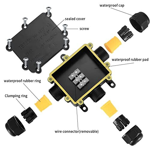 IP68 Waterproof Junction Box, 3-Way Outdoor Electrical Connectors ...