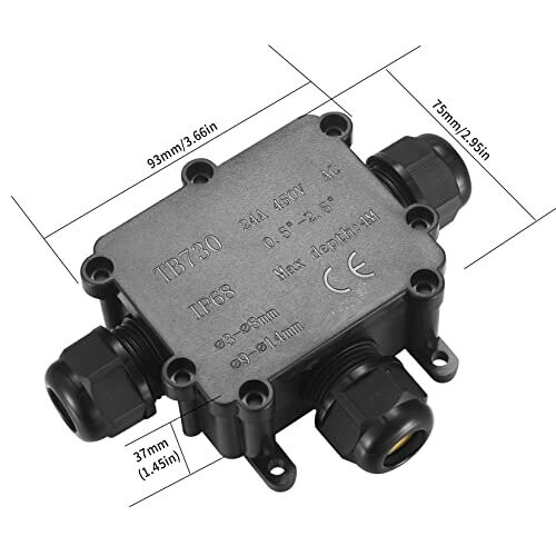 IP68 Waterproof Junction Box, 3-Way Outdoor Electrical Connectors ...