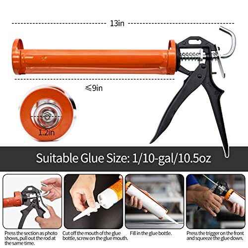 Caulking Gun Kit, 33pcs Caulking Gun Kit, 1/10 Gallon Hand Caulking Gun Drip-Free Smooth Rod ...