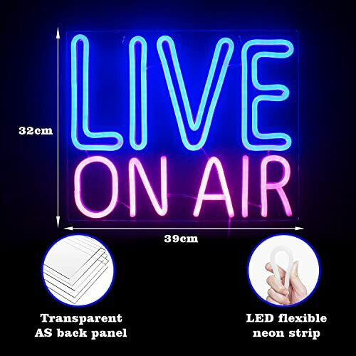 Looklight Live On Air Neon Sign Blue Pink Letters Led Neon Light On Air ...