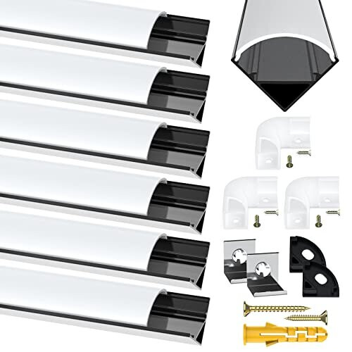 LED Strip Profile,6Pack LED Aluminum Channel 3.3ft/1Meter Black V-Shape LED Profile with Milky ...