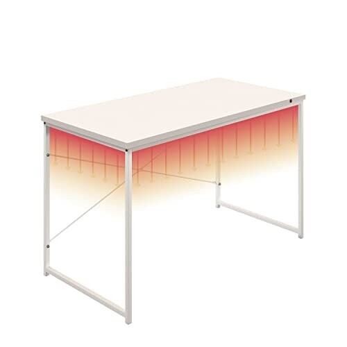 Okoform Heated Desk for Home Office, White Desk with Heater for Home ...