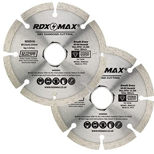 RDXMAX 115mm Diamond Cutting Discs for Angle Grinder | Pack of 2 – Fast, Clean Cut on Concrete ...