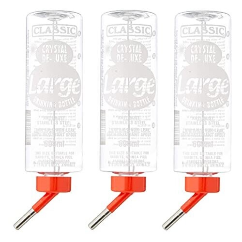 3 PACK 600ML CLASSIC WATER BOTTLE FOR SMALL ANIMAL RABBIT HUTCH CAGE ...