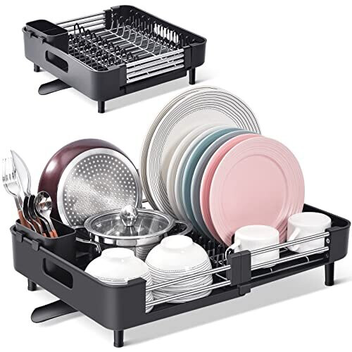 KINGRACK Expandable Dish Rack,Foldable Stainless Steel Dish Drainers ...
