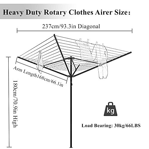 tonchean Rotary Washing Lines Outdoor 50m 4 Arm Heavy Duty Clothes ...