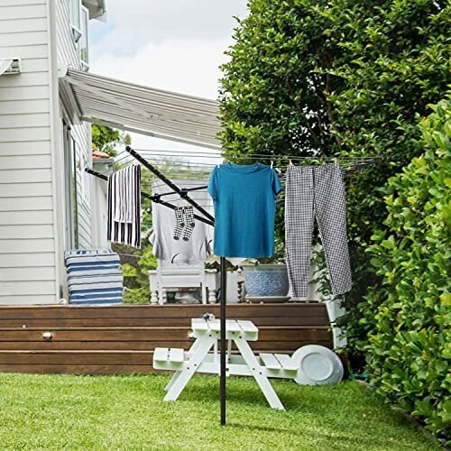 tonchean Rotary Washing Lines Outdoor 50m 4 Arm Heavy Duty Clothes ...