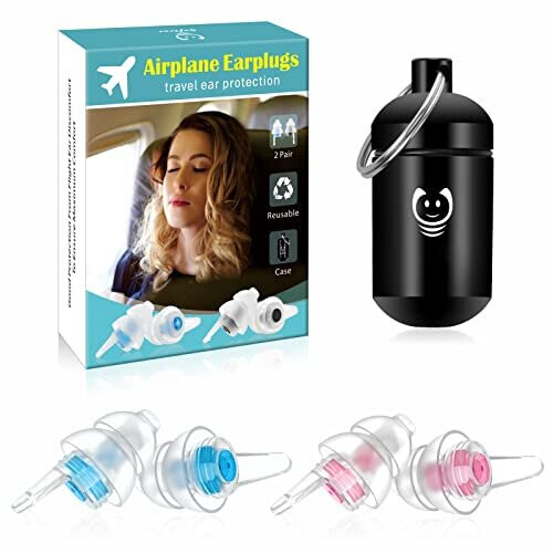 Aeroplane Ear Plugs [2 Pairs], Reusable Aeroplane Travel Earplugs ...