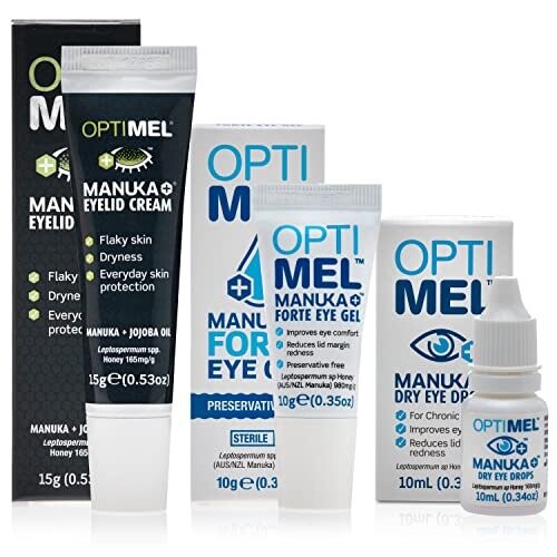 Optimel Manuka Honey Eye Treatment Bundle - Eye Drops, Gel & Eyelid ...