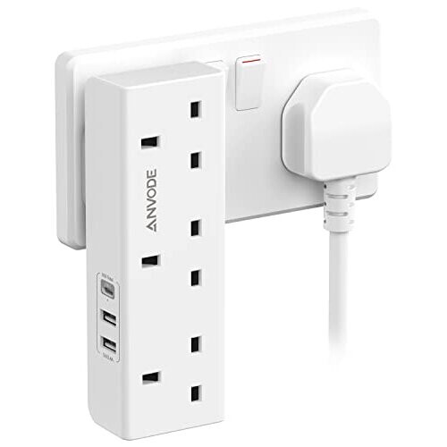 3 Way Plug Adapter with USB, ANVODE Multi Plug Sockets Adaptor with 3 ...