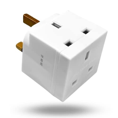 2 Way Double Plug Adaptor, 13A 250V UK 3 Pin Multi Socket Extension ...