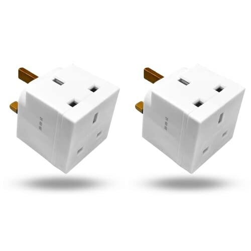 2 Way Double Plug Adaptor, 13A 250V UK 3 Pin Multi Socket Extension ...