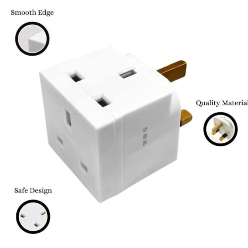 2 Way Double Plug Adaptor, 13A 250V UK 3 Pin Multi Socket Extension ...