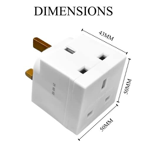 2 Way Double Plug Adaptor, 13A 250V UK 3 Pin Multi Socket Extension ...