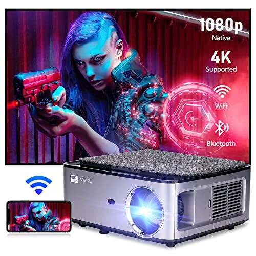 WiFi Bluetooth Projector 4K ,VGKE T28 530 ANSI 15000 Lumen Portable ...