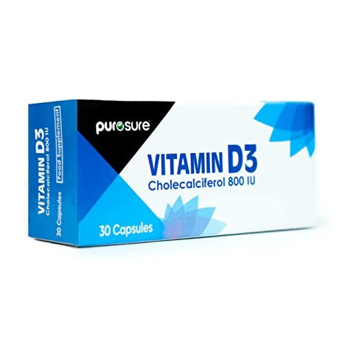 Vitamin D3 800 IU - 30 Capsules - High Potency, Easy to Swallow Pure ...