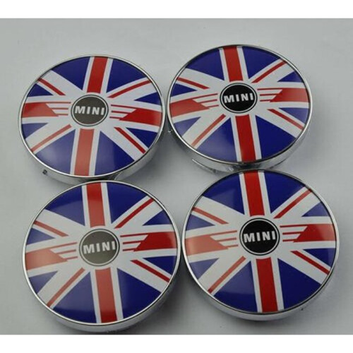 MINI COOPER WING WHEEL CENTRE CAPS 60 MM UNION FLAG DESIGN NEW LOGO ...