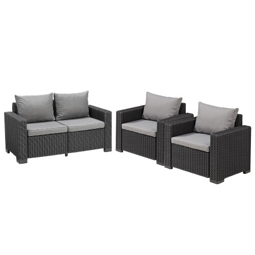 4 Seater Keter Rattan Patio Lounger Sofa Set Garden Furniture Outdoor ...