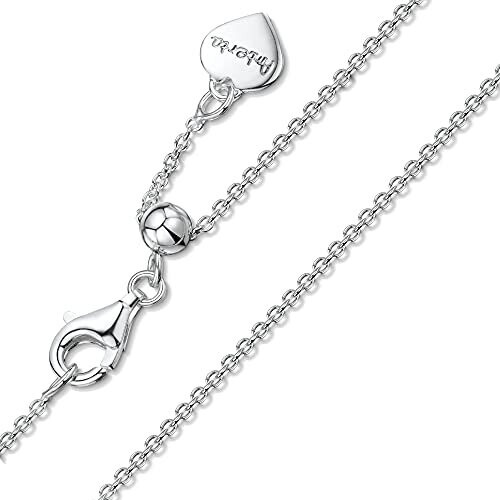 Amberta 925 Sterling Silver - 1.2 mm Trace Chain Necklace with Heart ...