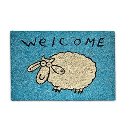 Relaxdays Coconut Fibre SHEEP Doormat 40 x 60 cm Coir Welcome Mat with ...