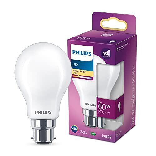 Philips LED Premium Classic Frosted A-Shape A60 Light Bulb [B22 Bayonet ...