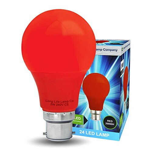 Bright 5w LED Coloured GLS Light Bulb Red B22 Bayonet Cap Fitting on OnBuy