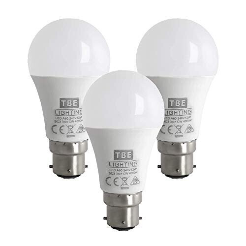 TBE Lighting BC3 3 PIN LED Bulbs - 3 Pack - 12w Non-DIMMABLE Energy ...