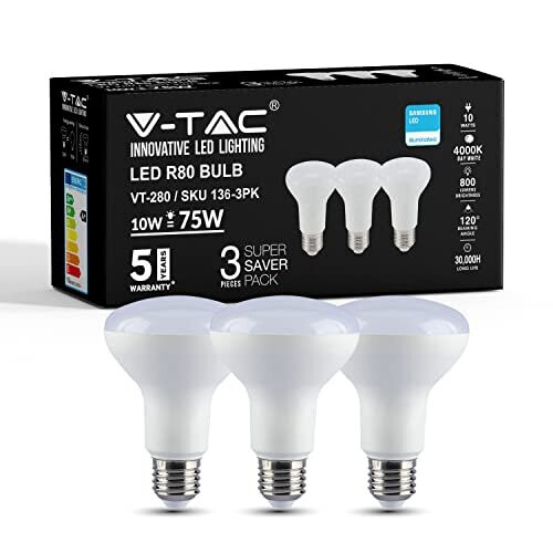 V-TAC R80 Reflector E27 LED Bulb | 10W/75W E27 Bulb | R80 LED Bulb ...