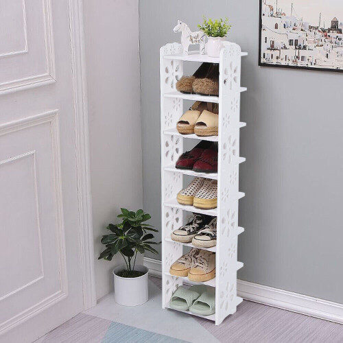 White Vertical 8 Tier Shoe Rack Shoe Cabinet Storage Bookshelf Shoe on ...
