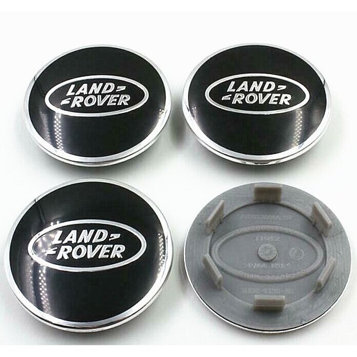 New 4 x LAND ROVER CENTRE CAPS BLACK RANGE ROVER SPORT EVOQUE DISCOVERY ...