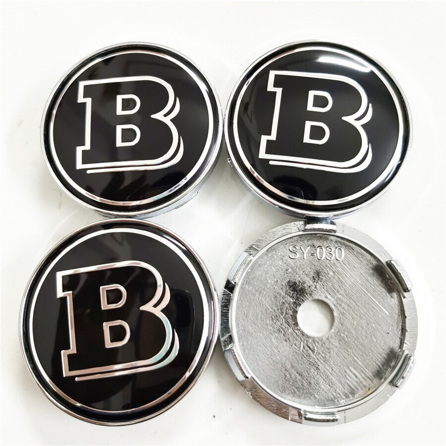 Black Brushed 60mm BRABUS Hub Alloy Wheel Centre Caps Smart 450 451 452 ...