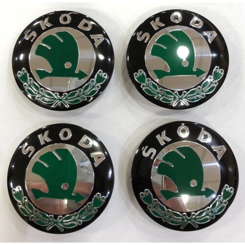 4x Genuine New SKODA CENTRE CAPS Wheel Hub For Citigo Fabia Felicia ...