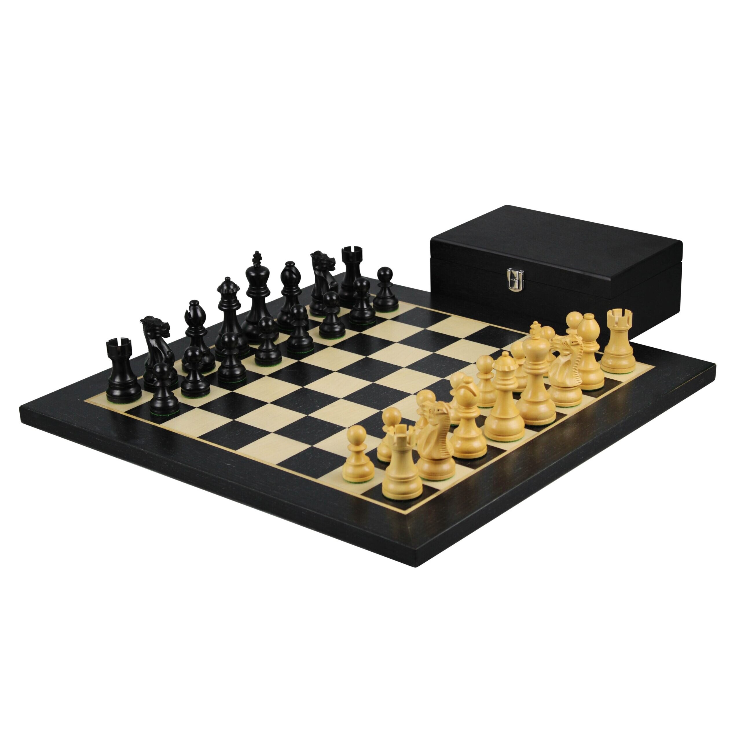 Helena Flat Board Chess Set Ebonywood 20 Inch Weighted Ebonised ...