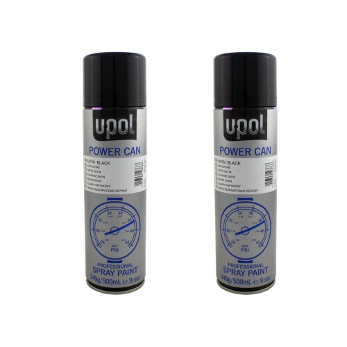U-Pol Power Can SATIN BLACK Paint 500ml x 2 Car Spray Aerosol on OnBuy