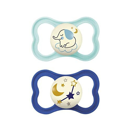MAM Air Night Silicone Dummy Set of 2, Tooth-Friendly and Luminous Baby ...