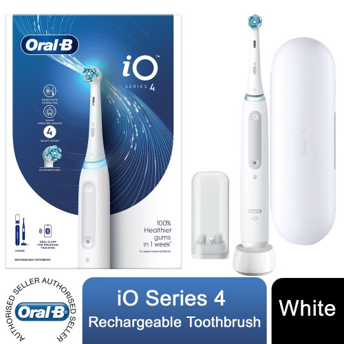Oral-B iO4 Electric Toothbrush w/ Toothbrush Head & Travel Case, White ...