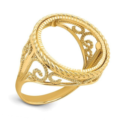 CR11D-10AE 14K Yellow Gold Twisted Wire Scroll Design Diamond-Cut 16.5 ...