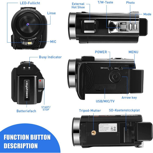 Video Camera Camcorder, Digital YouTube Vlogging Camera Recorder Full ...