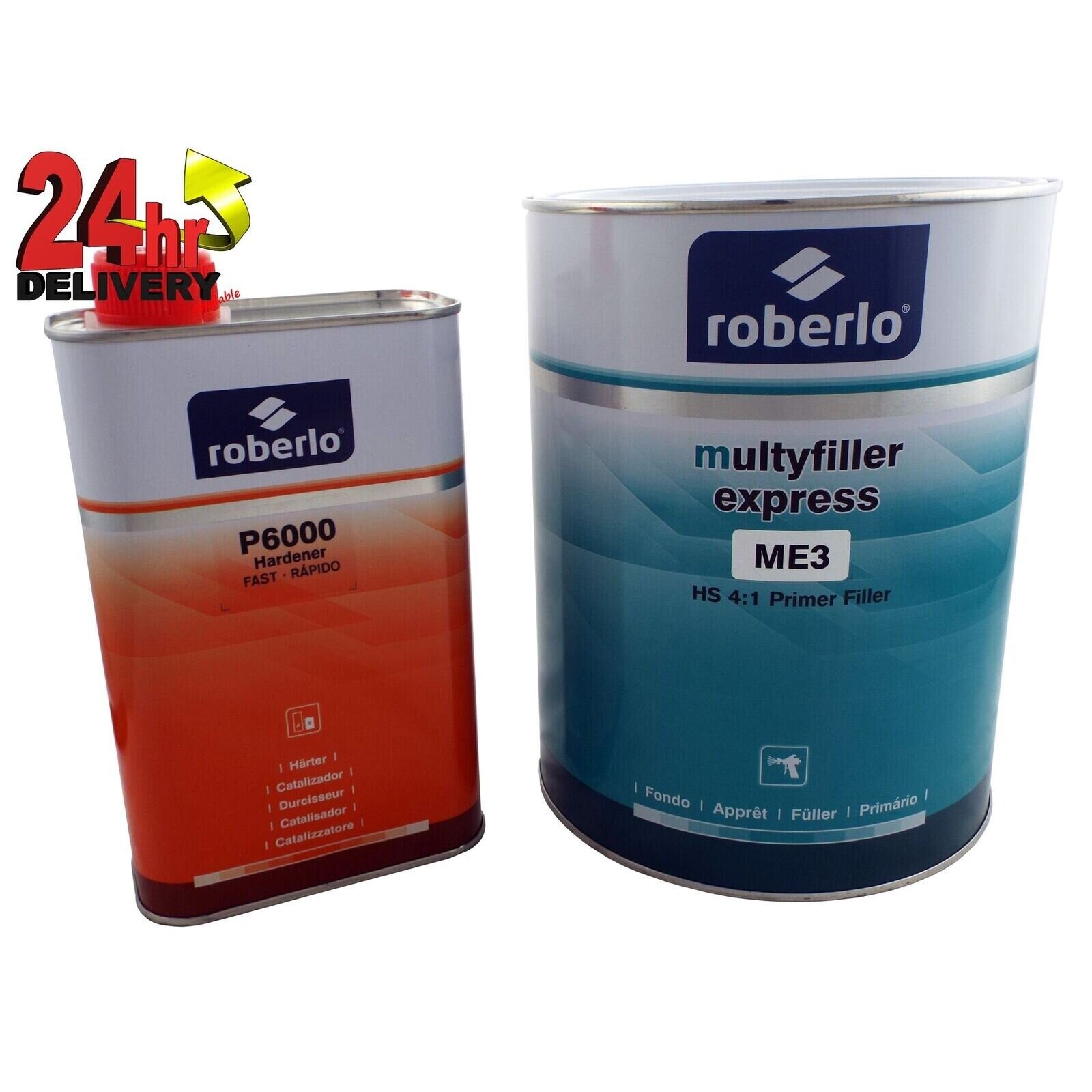 Roberlo Multyfiller Express 2k Acrylic Primer Filler 4L+P6000 Fast Hardener 1L on OnBuy