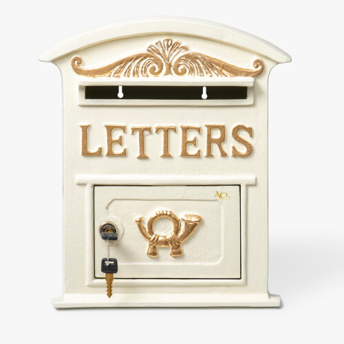 Post Box White Mail Box with Lock Wall Mounted Post Box Lockable ...