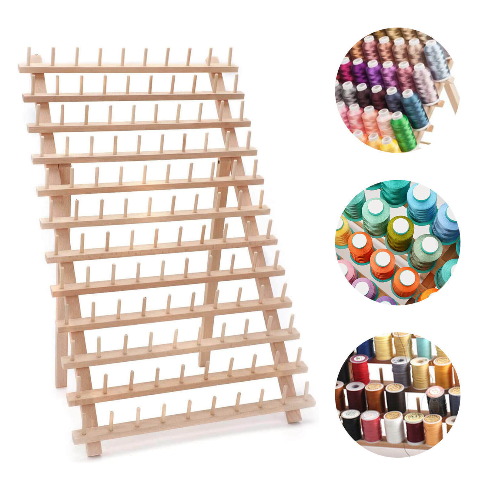 Spool Holder Storage 120 Spool Tailor Bobbin Sew Wood Rack Sewing on OnBuy