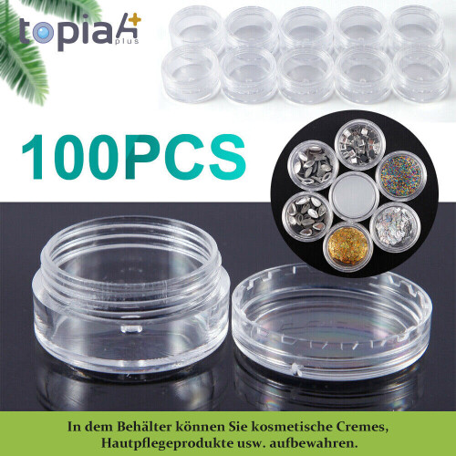 100Pcs Empty Sample Pots, 3ml Plastic Travel Cosmetic Jars with Lids on ...