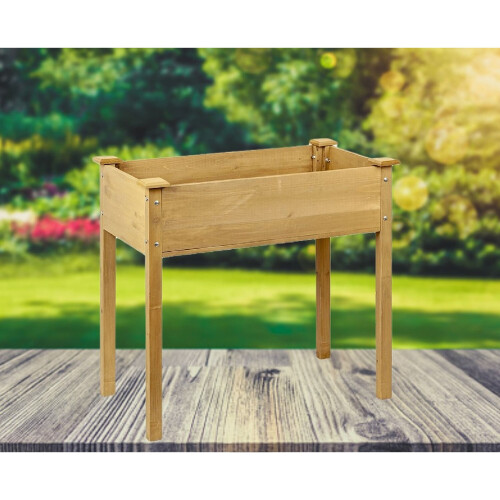 Raised Wooden Garden Planter Tall Flower Herb Bed Patio Potting Table ...
