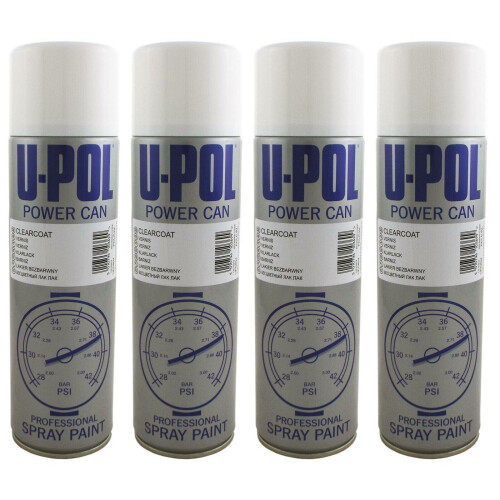 U-Pol Power Can Clear LACQUER 500ml Aerosol Powercan CLEARCOAT Upol X4 ...