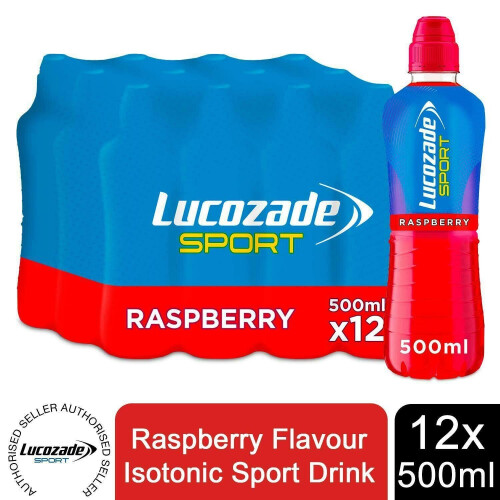 Lucozade Sport Raspberry Isotonic Sport Fat Free Energy Drink 12x500ml ...