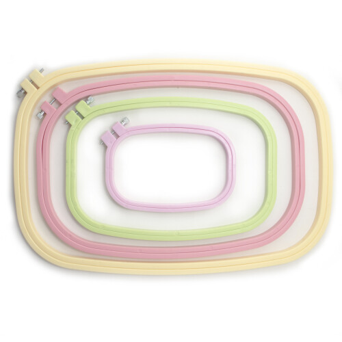 HAND A Set of 4 Sizes Rounded Rectangle Plastic Embroidery Hoops ...