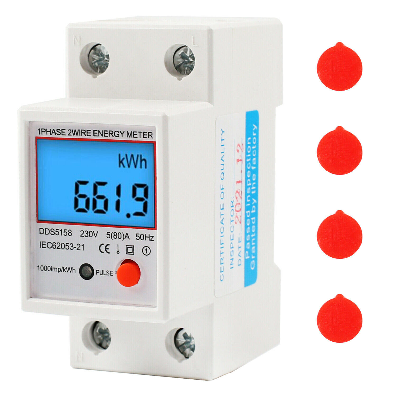 Electric LCD Single Phase Energy Meter Din Rail Type Home Kwh Meter UK ...