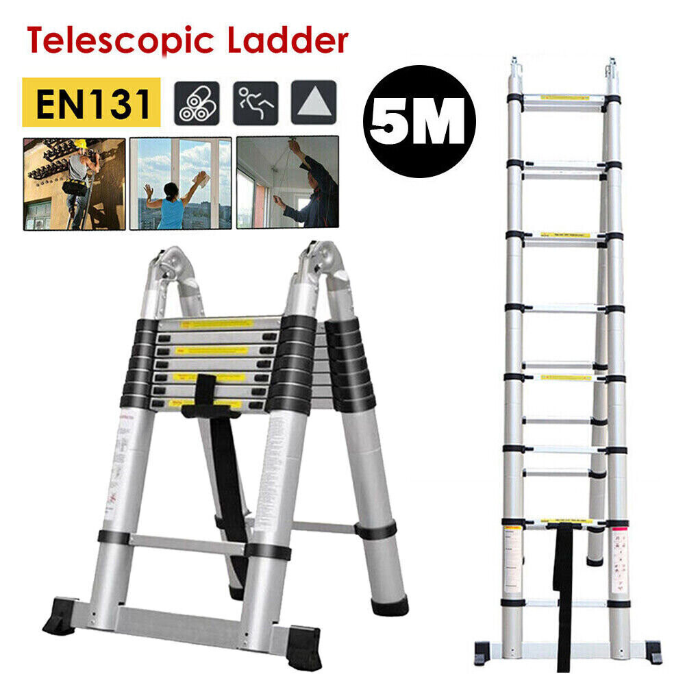 5M Multi-Purpose Aluminum Folding Telescopic Ladder Industrial Ladders ...